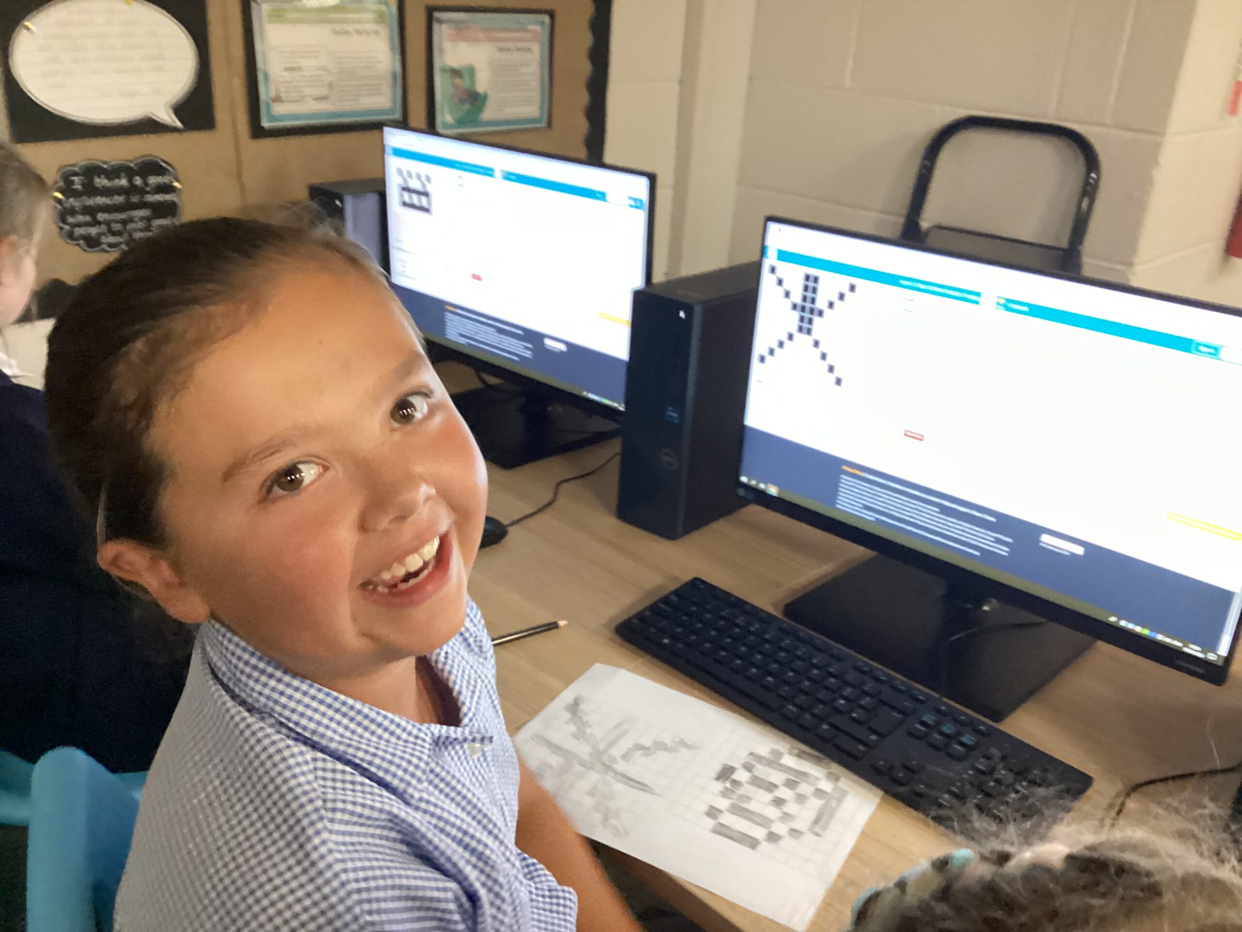 Binary Pixel Art - Stockton Wood Primary School
